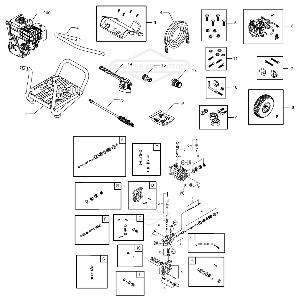 Briggs & Stratton pressure washer model 020224 replacement parts, pump ...