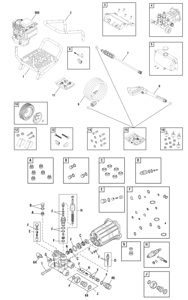 Power Boss pressure washer model 020649 replacement parts, pump ...