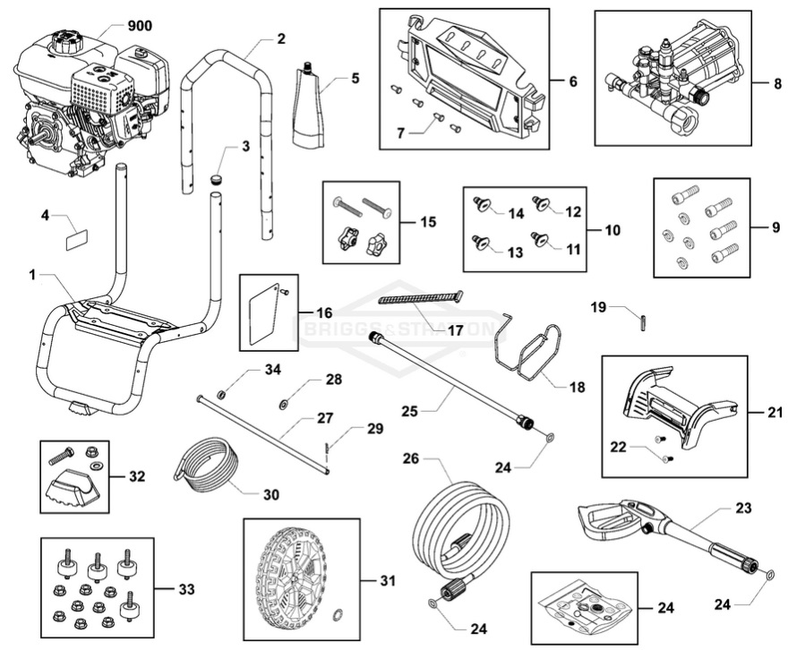 BRIGGS & STRATTON 020803 power washer replacement parts and pump repair