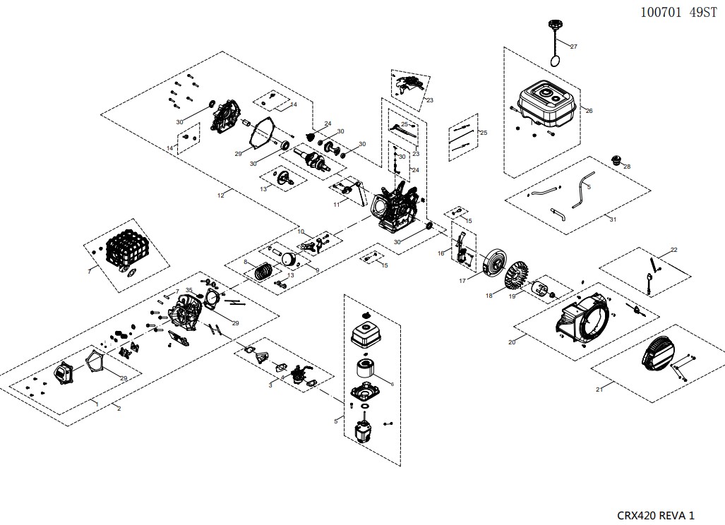 SIMPSON 100701 CRX420 engine replacement repair parts