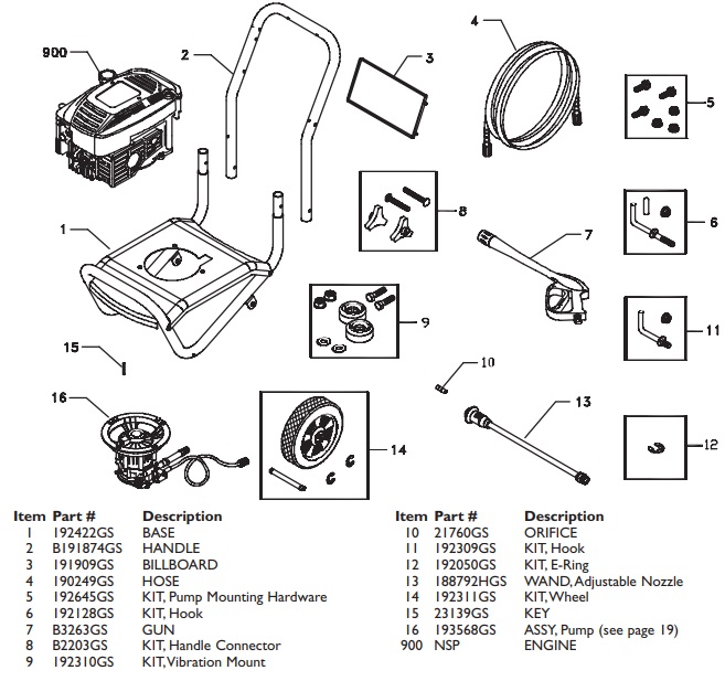 Troy-Bilt Model 01902-0 & Troy-Bilt 1902 Pressure Washer Parts and ...