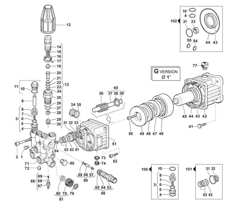 COMET, AXD3020 Pump Repair Parts