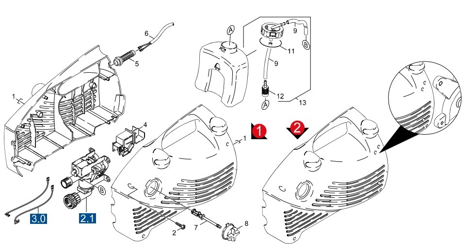 K240M+ Pressure Washer Parts, breakdown