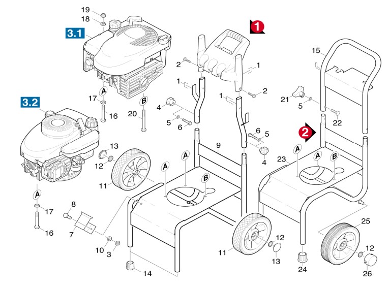 K4000G Pressure Washer Parts, breakdown