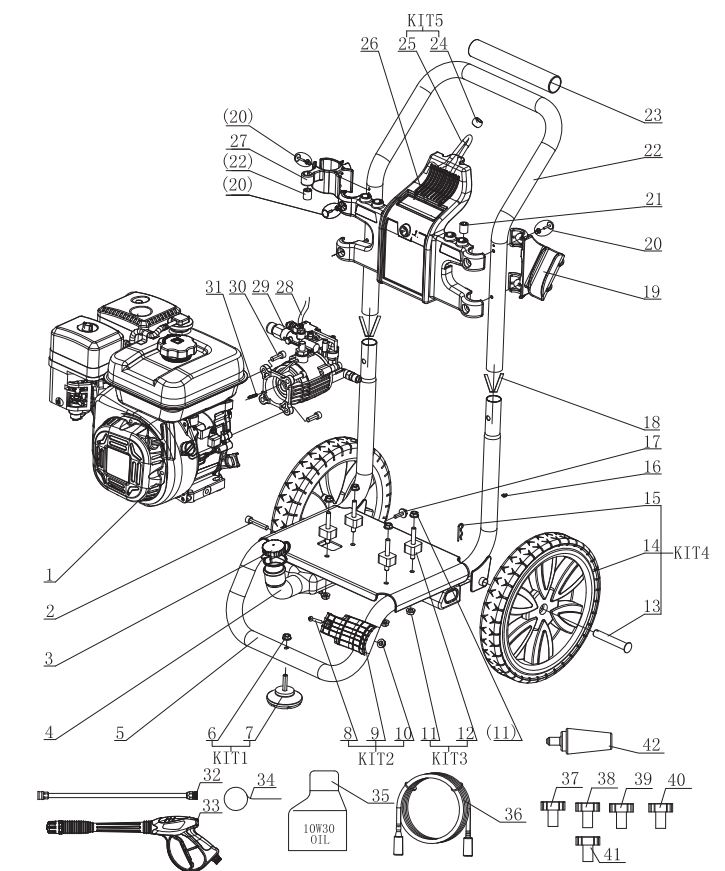 PULSAR PGP3100H-AT Pressure Washer Parts Pressure Washer Parts