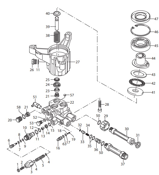 RMV PUMP BREAKDOWN RMW2.5G28, RMW25G28 REPLACEMENT PARTS