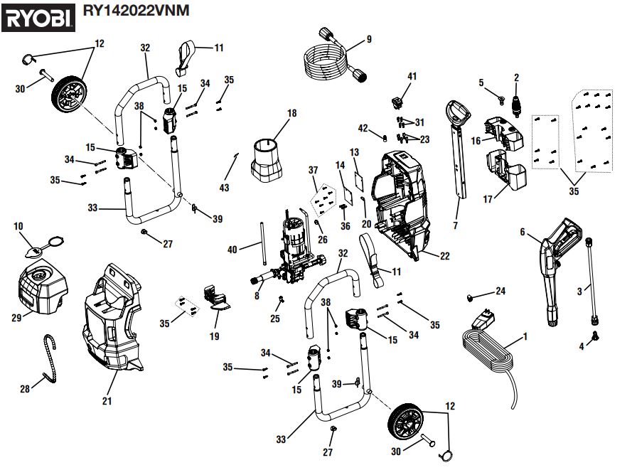 Ryobi 2000 Psi Electric Pressure Washer Parts | Reviewmotors.co